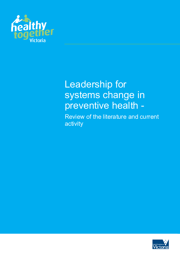 (PDF) Leadership for Systems Change in Preventive Health: Review of the ...