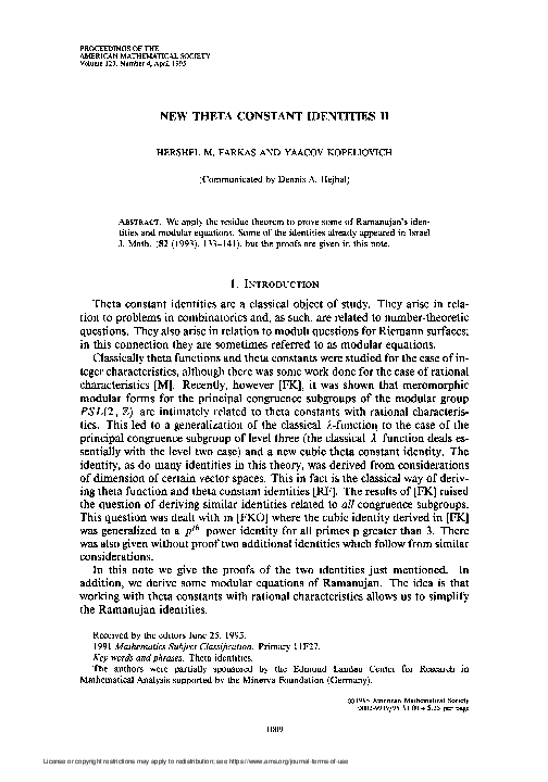 (PDF) New theta constant identities. II