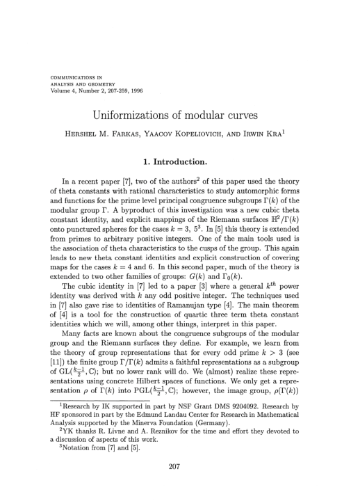 (PDF) Uniformizations of modular curves
