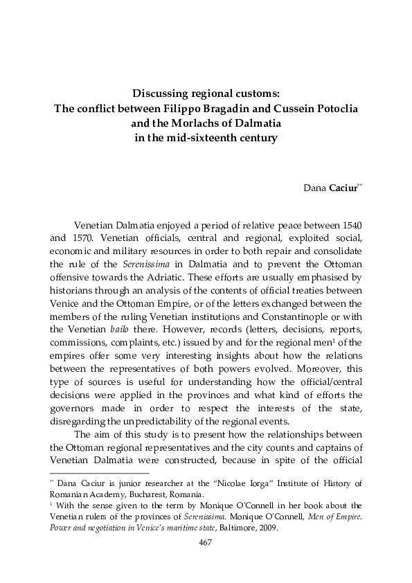 (PDF) Dana Caciur, Discussing regional customs: The conflict between ...