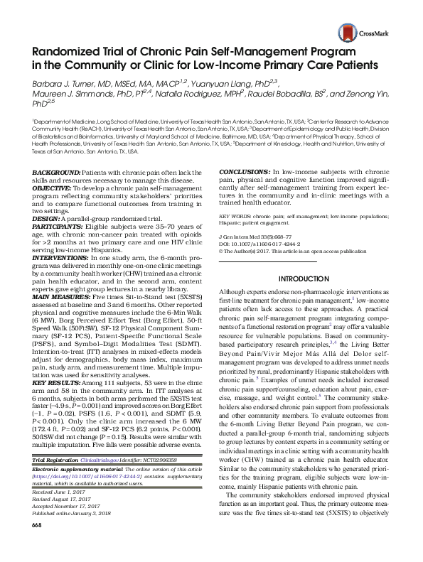 (PDF) Randomized Trial of Chronic Pain Self-Management Program in the ...