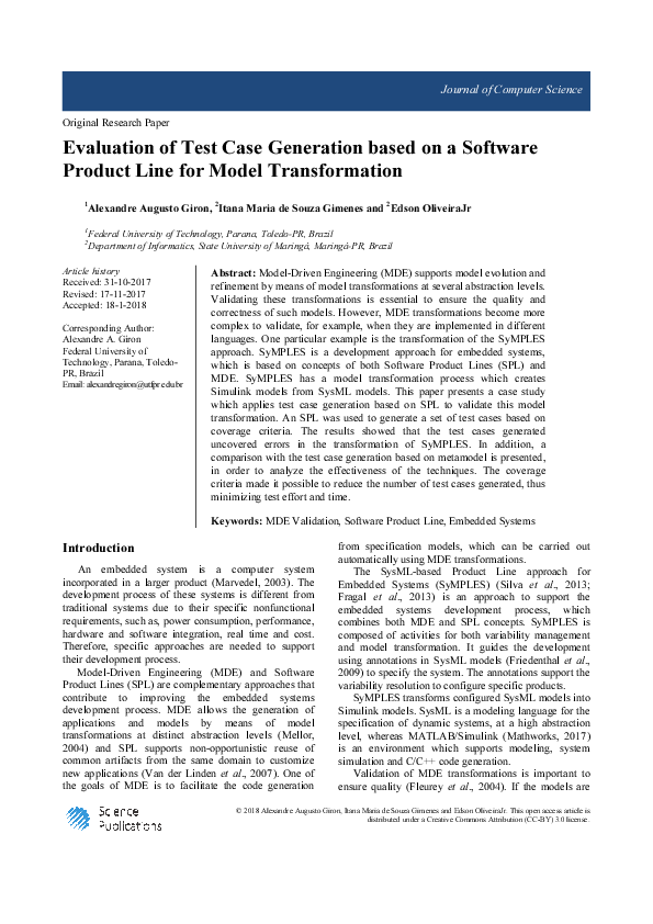 (PDF) Evaluation of Test Case Generation based on a Software Product ...
