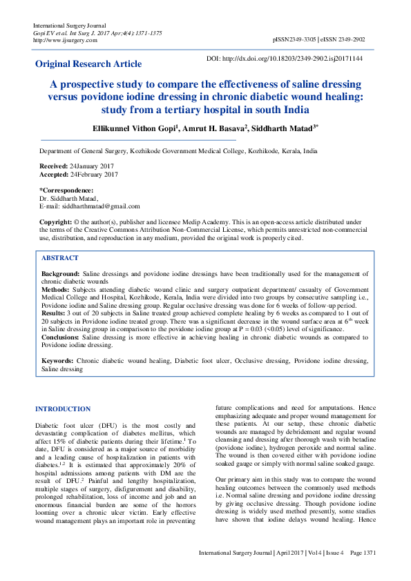 (PDF) A prospective study to compare the effectiveness of saline ...