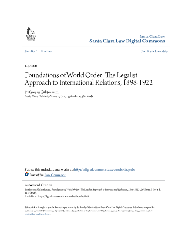 (PDF) Foundations of World Order: The Legalist Approach to ...