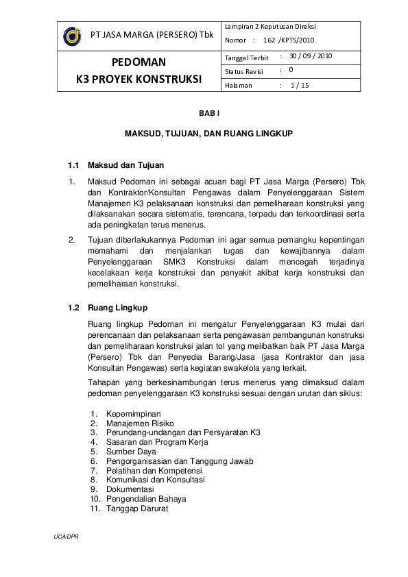 (PDF) Pedoman K3 Proyek Konstruksi