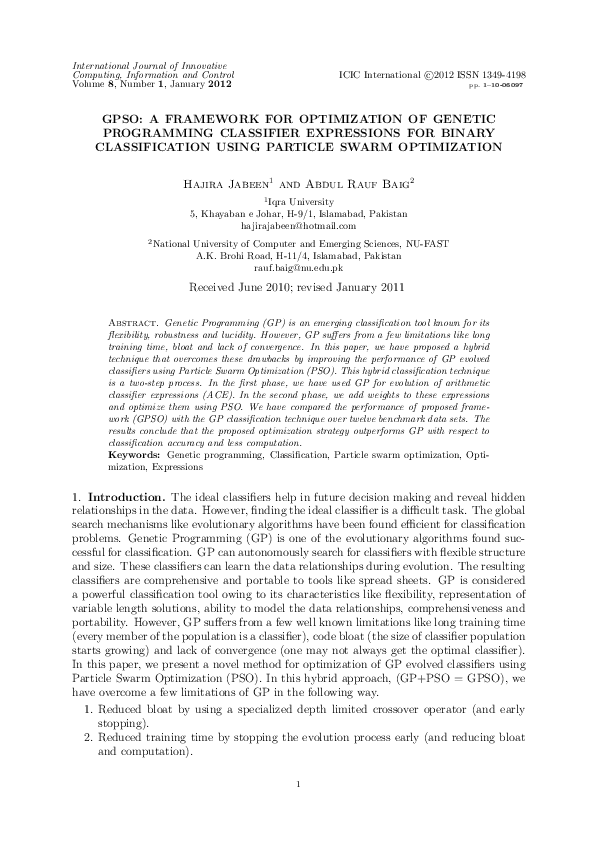 (PDF) GPSO: a framework for optimization of genetic programming ...