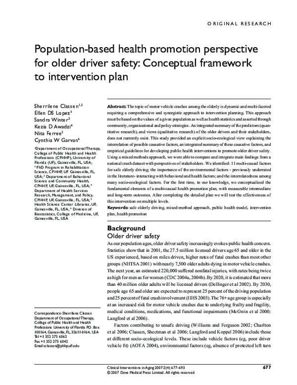(PDF) Population-based health promotion perspective for older driver ...