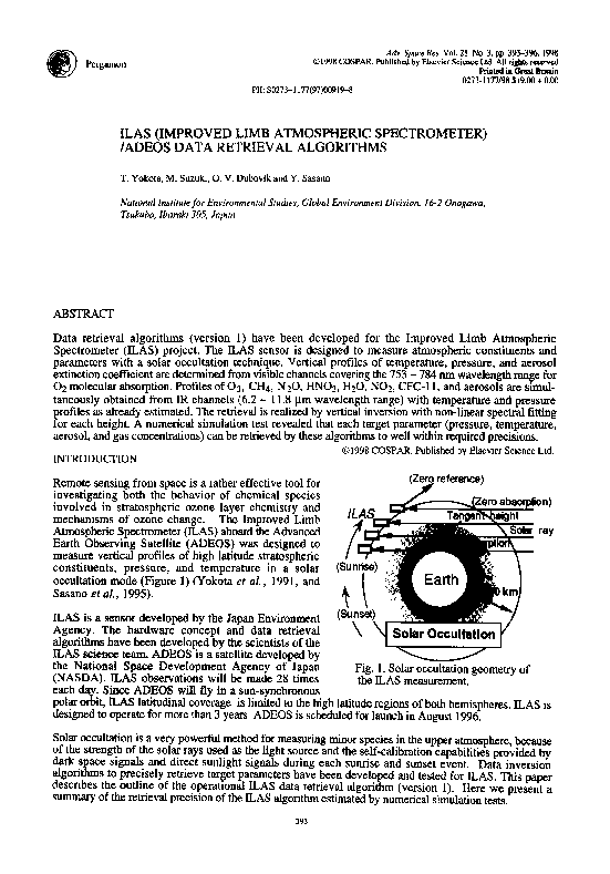 (PDF) ILAS (Improved Limb Atmospheric Spectrometer) /ADEOS data retrieval algorithms
