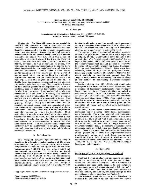 (PDF) Hengill Triple Junction, SW Iceland 1. Tectonic Structure and the ...