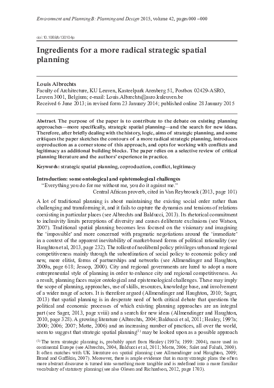(PDF) Reframing strategic spatial planning by using a coproduction ...