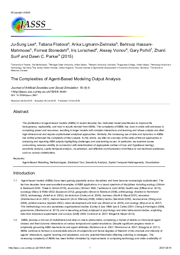 (PDF) The Complexities of Agent-Based Modeling Output Analysis