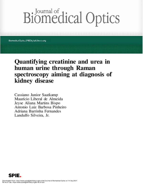 (PDF) Quantifying creatinine and urea in human urine through Raman ...