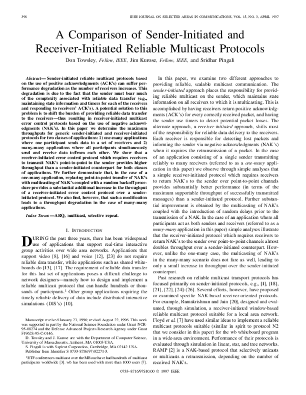 (PDF) A Comparison of Sender-Initiated and Receiver-Initiated Reliable Multicast Protocols