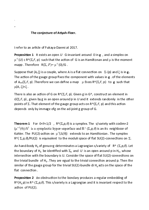 (DOC) The conjecture of Atiyah Floer