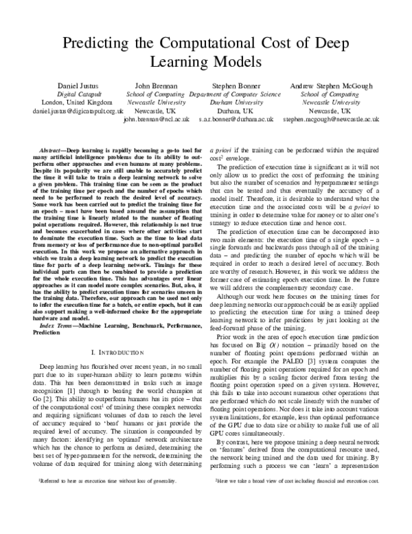 (PDF) Predicting the Computational Cost of Deep Learning Models