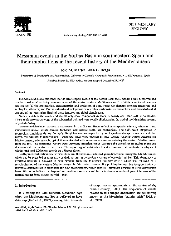 (PDF) Messinian events in the Sorbas Basin in southeastern Spain and ...