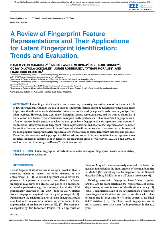 (PDF) A Review of Fingerprint Feature Representations and Their Applications for Latent ...
