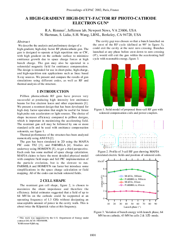 (PDF) A High-Gradient High-Duty-Factor RF Photocathode Electron Gun