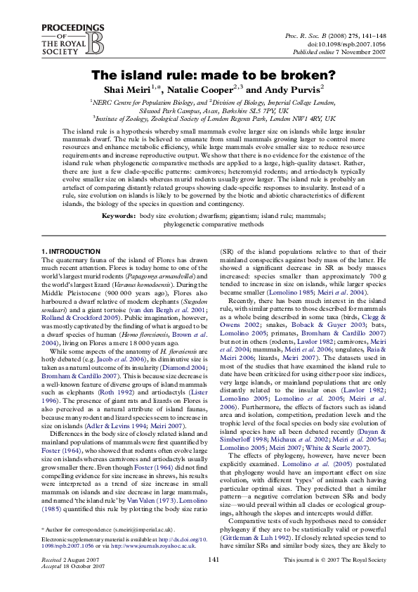 (PDF) The island rule: made to be broken?