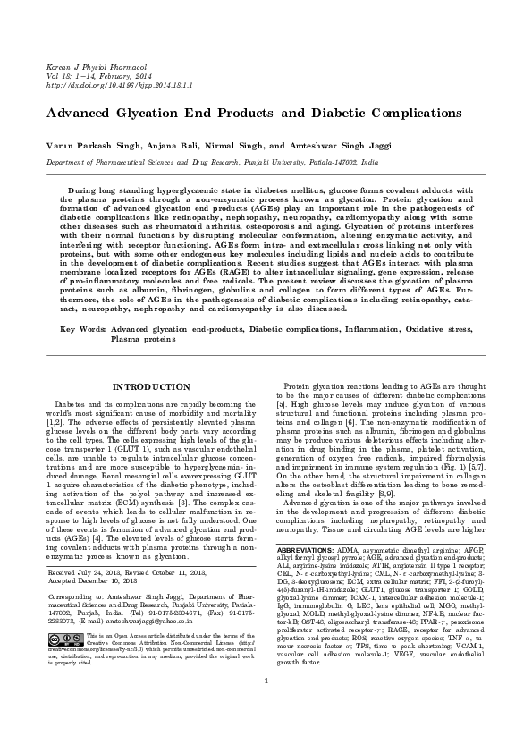 (PDF) Advanced glycation end products and diabetic complications