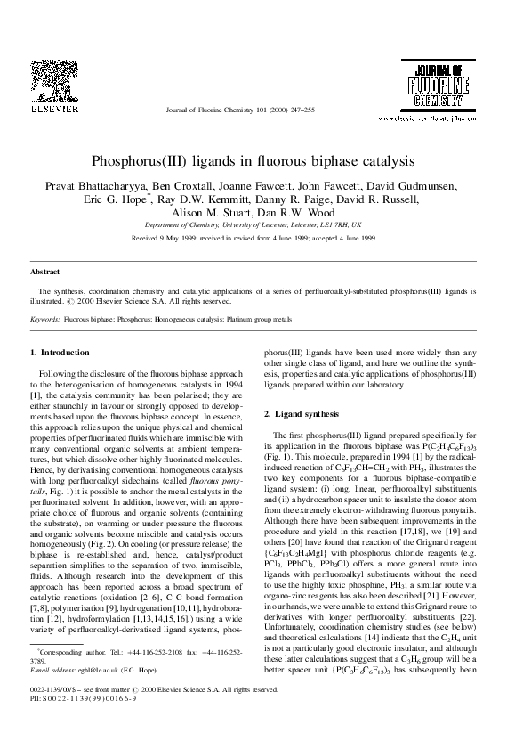 (PDF) Phosphorus(III) ligands in fluorous biphase catalysis