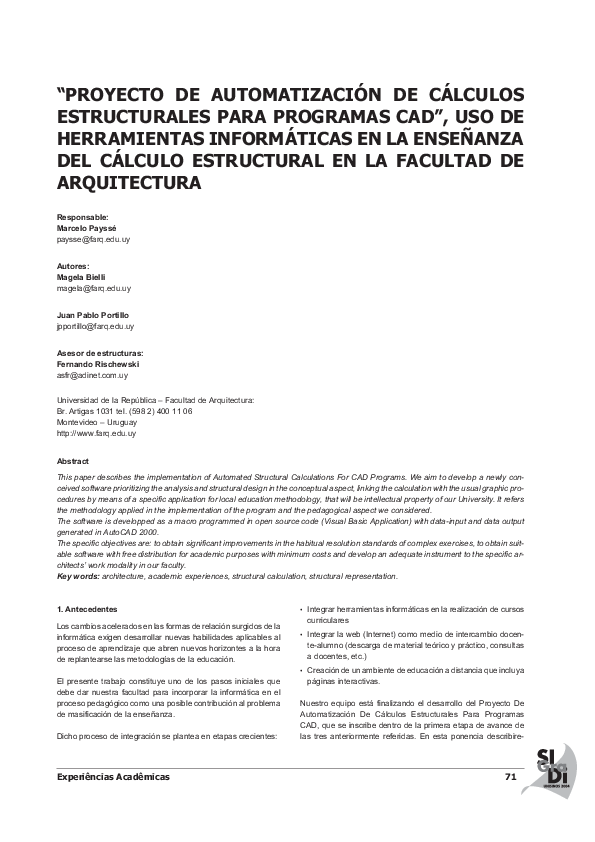 (PDF) Proyecto De Automatizaci"N De Clculos Estructurales Para ...