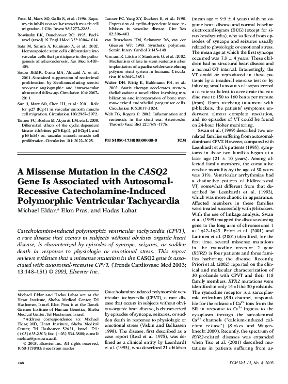 (PDF) A Missense Mutation in the CASQ2 Gene Is Associated with ...