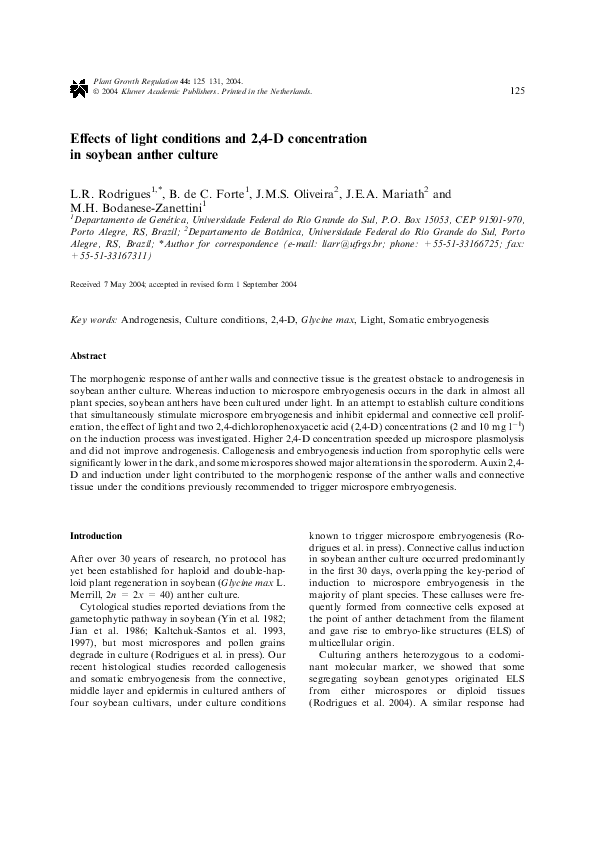 (PDF) Effects of light conditions and 2,4-D concentration in soybean ...