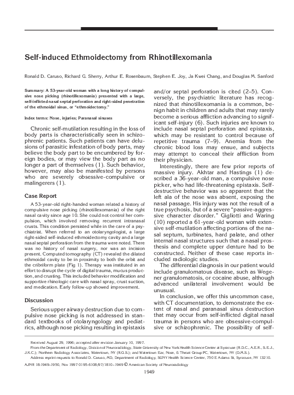 (PDF) Self-induced ethmoidectomy from rhinotillexomania
