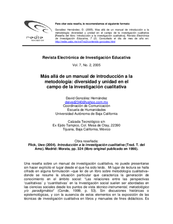 (PDF) Más allá de un manual de introducción a la metodología: diversidad y unidad en el campo de ...