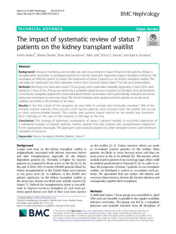 (PDF) The impact of systematic review of status 7 patients on the ...