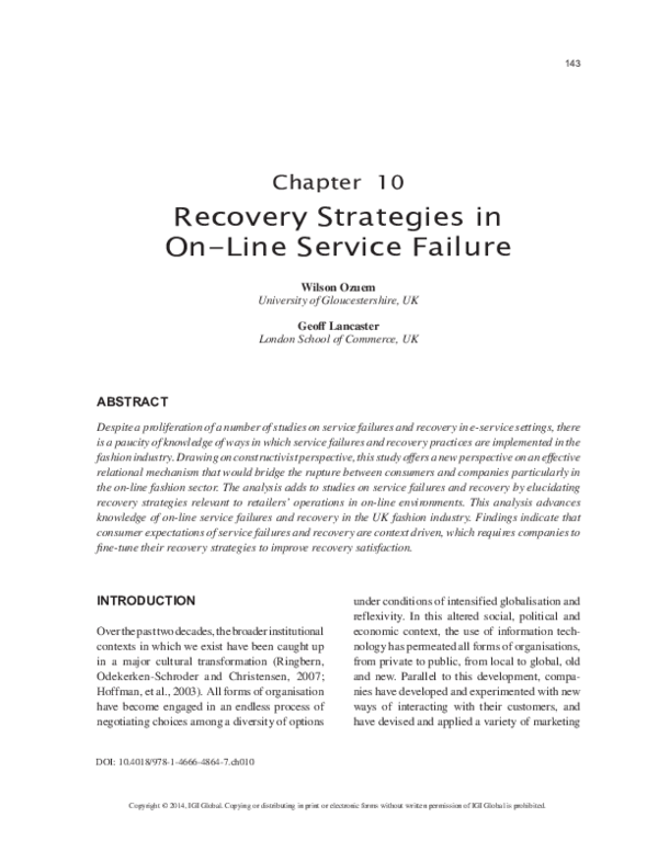 (PDF) Recovery Strategies in On-Line Service Failure