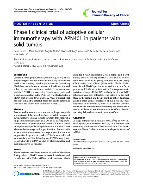(PDF) Phase I clinical trial of adoptive cellular immunotherapy with ...