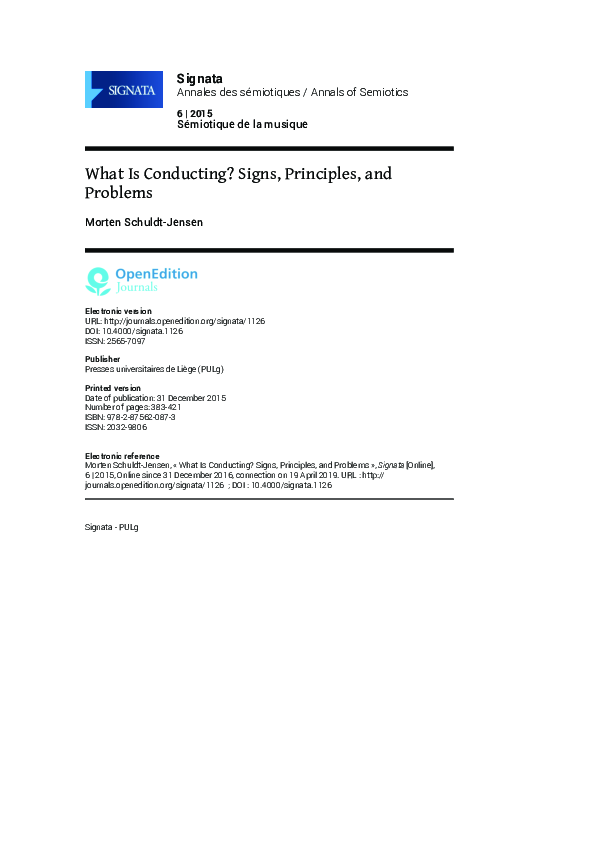 (PDF) What Is Conducting? Signs, Principles, and Problems