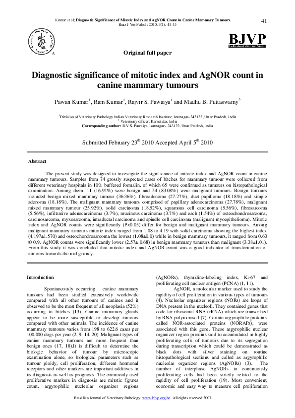(PDF) Diagnostic significance of mitotic index and AgNOR count in ...