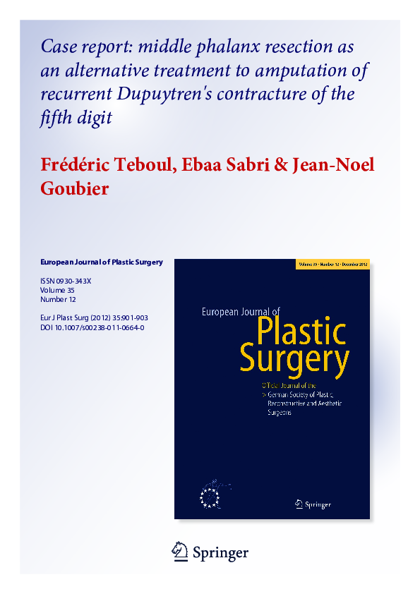 (PDF) Case report: middle phalanx resection as an alternative treatment ...
