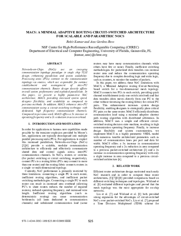 (PDF) Macs: A Minimal Adaptive routing circuit-switched architecture for scalable and parametric ...