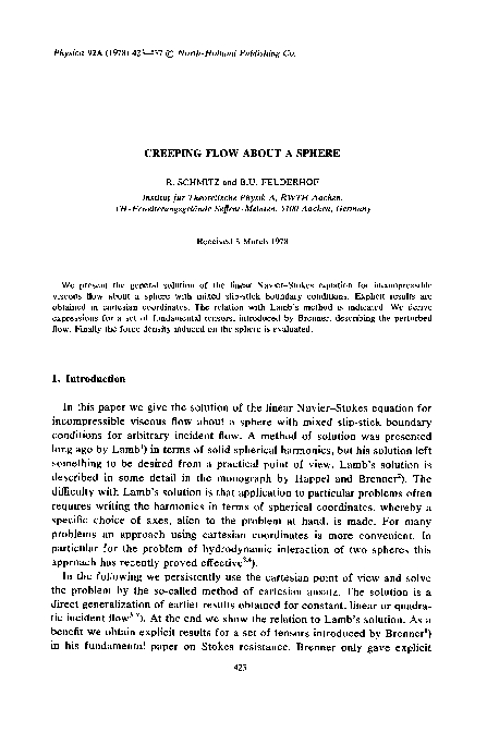 (PDF) Creeping flow about a sphere