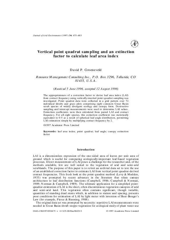 (PDF) Vertical point quadrat sampling and an extinction factor to ...
