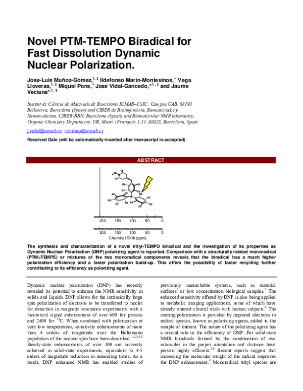 (PDF) Novel PTM–TEMPO Biradical for Fast Dissolution Dynamic Nuclear ...