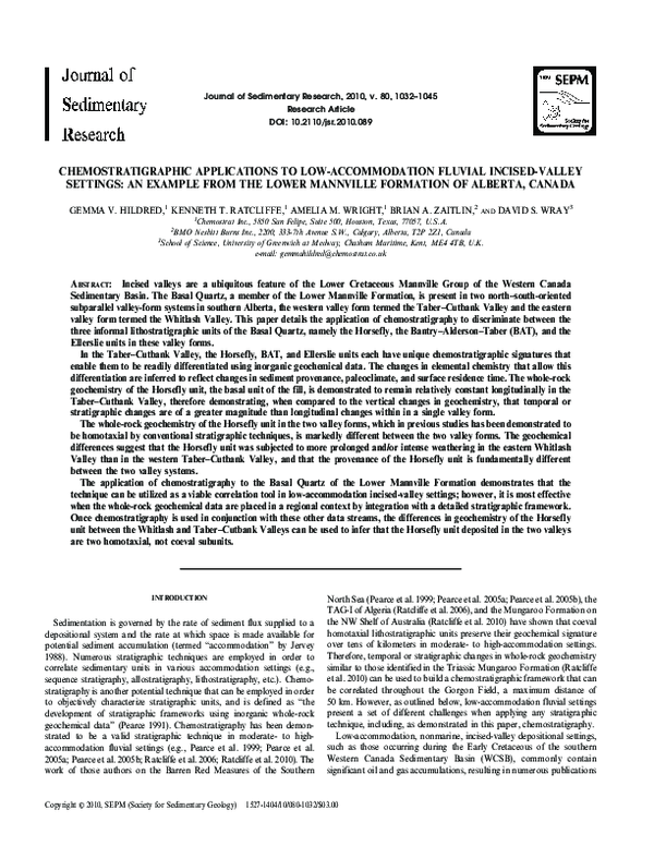 (PDF) Chemostratigraphic Applications to Low-Accommodation Fluvial ...
