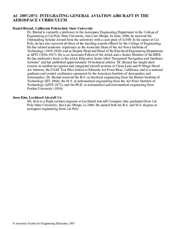 (PDF) Ac 2007-2071: Integrating General Aviation Aircraft in the ...
