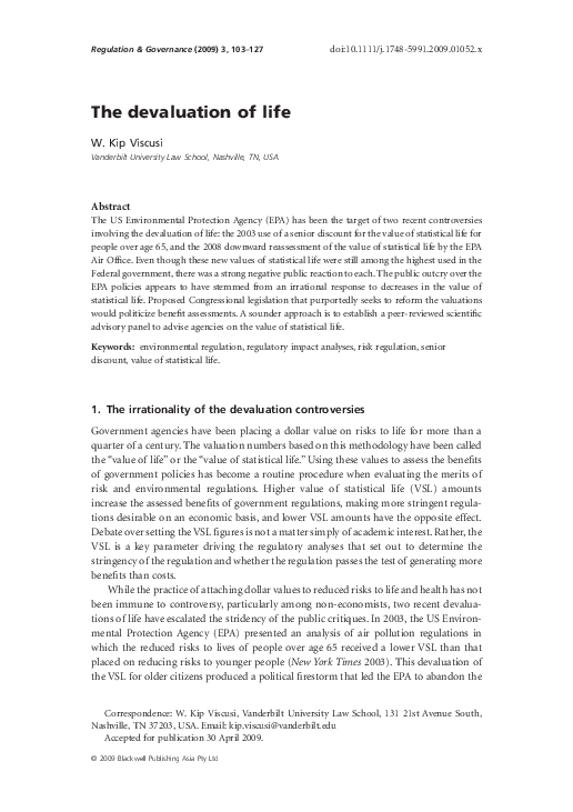 (PDF) The devaluation of life
