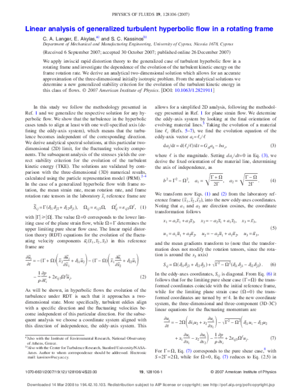 (PDF) Linear analysis of generalized turbulent hyperbolic flow in a ...
