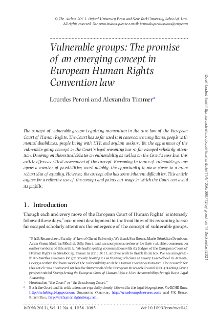 (PDF) Vulnerable groups: The promise of an emerging concept in European ...