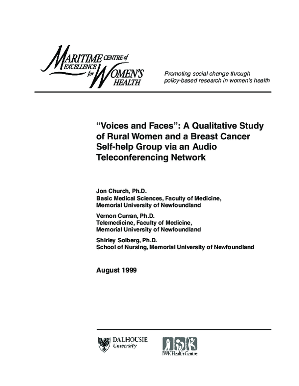 (PDF) Voices and Faces": A Qualitative Study of Rural Women and a ...