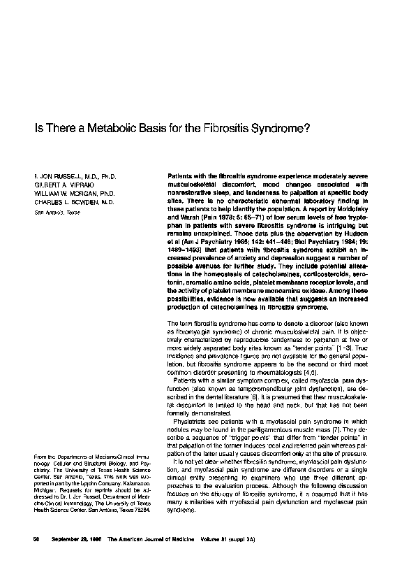 (PDF) Is there a metabolic basis for the fibrositis syndrome?
