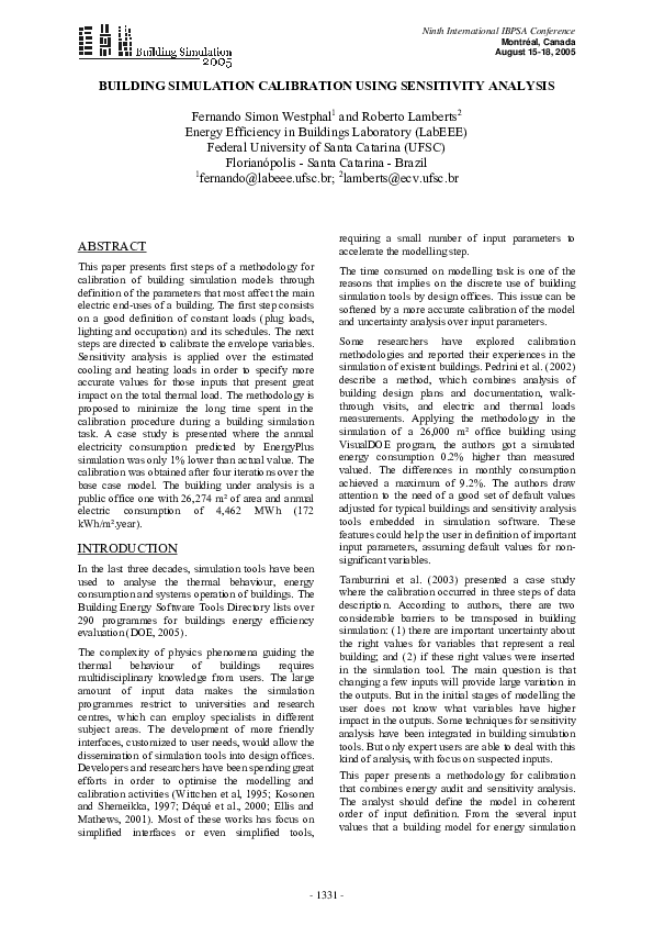 (PDF) Building simulation calibration using sensitivity analysis