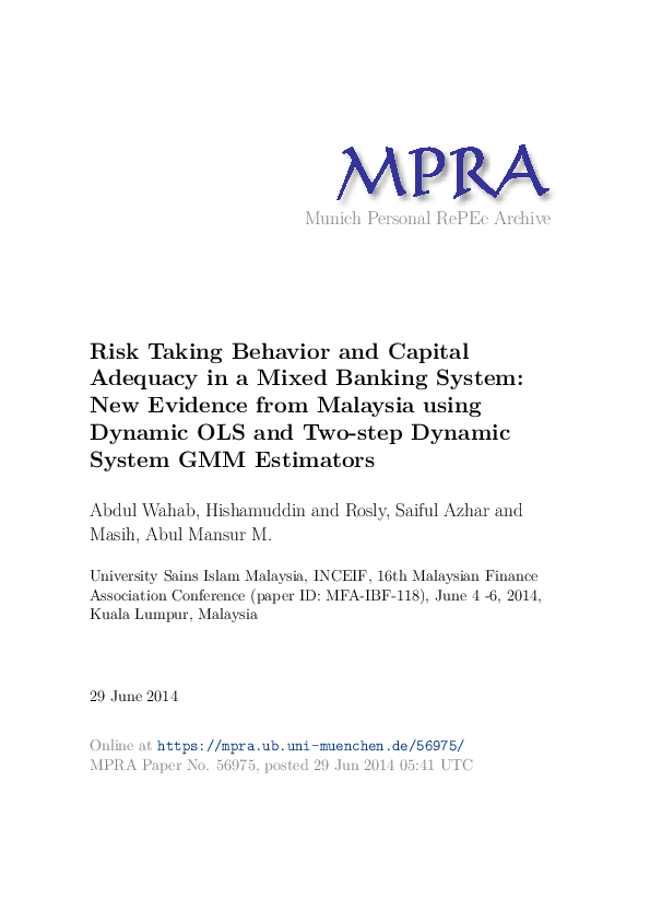 (PDF) Risk Taking Behavior and Capital Adequacy in a Mixed Banking ...