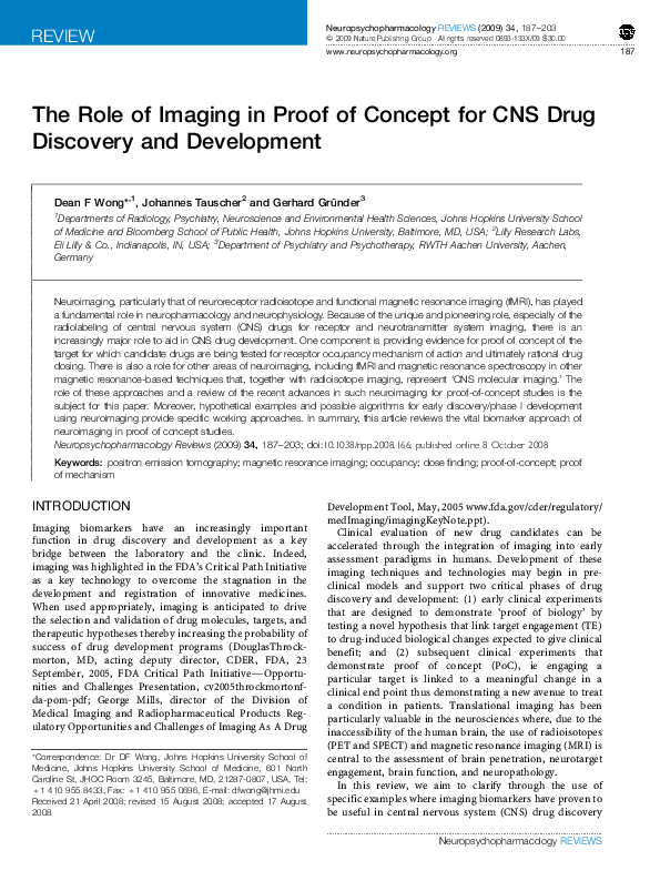 (PDF) The Role of Imaging in Proof of Concept for CNS Drug Discovery ...
